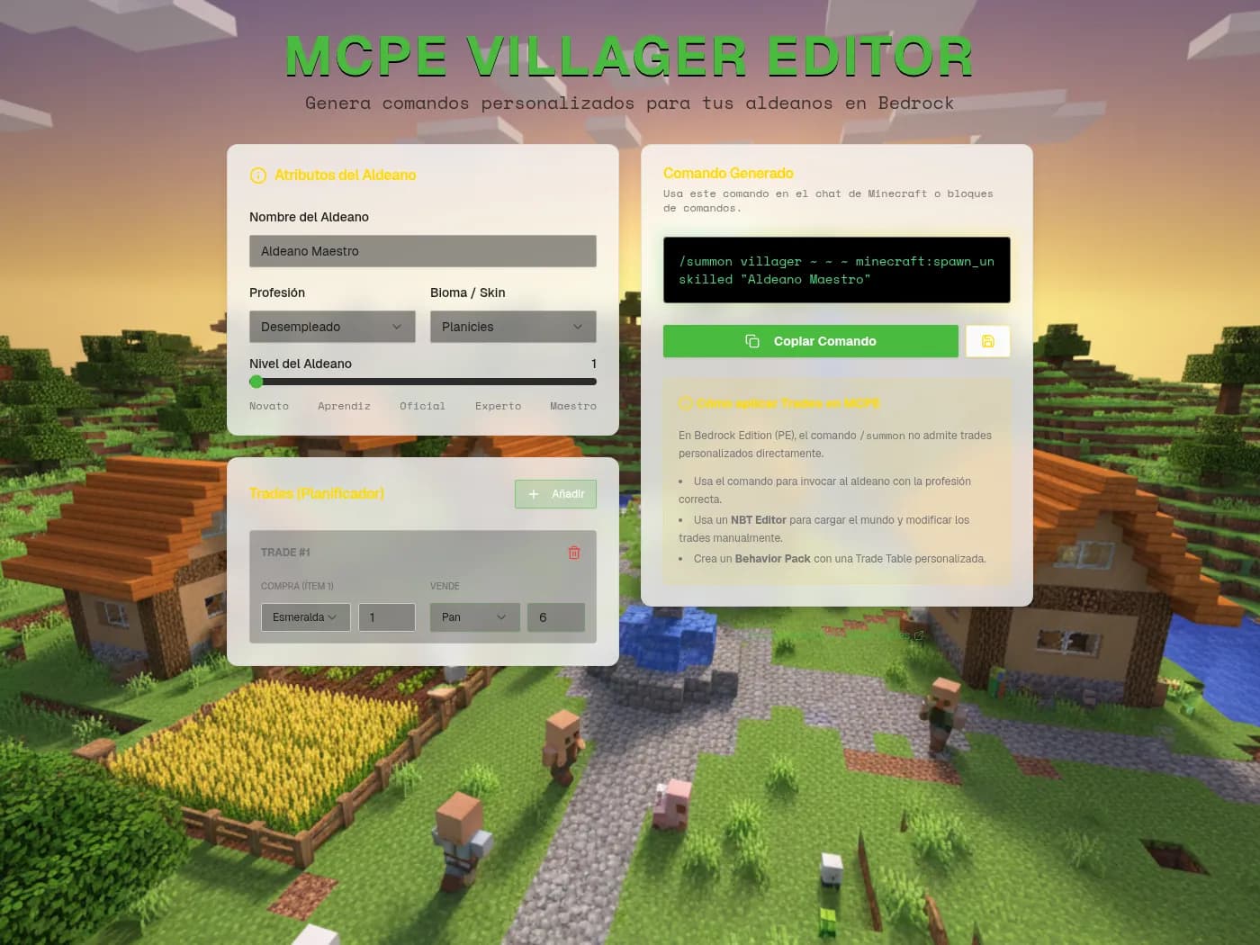 MCPE Villager Editor