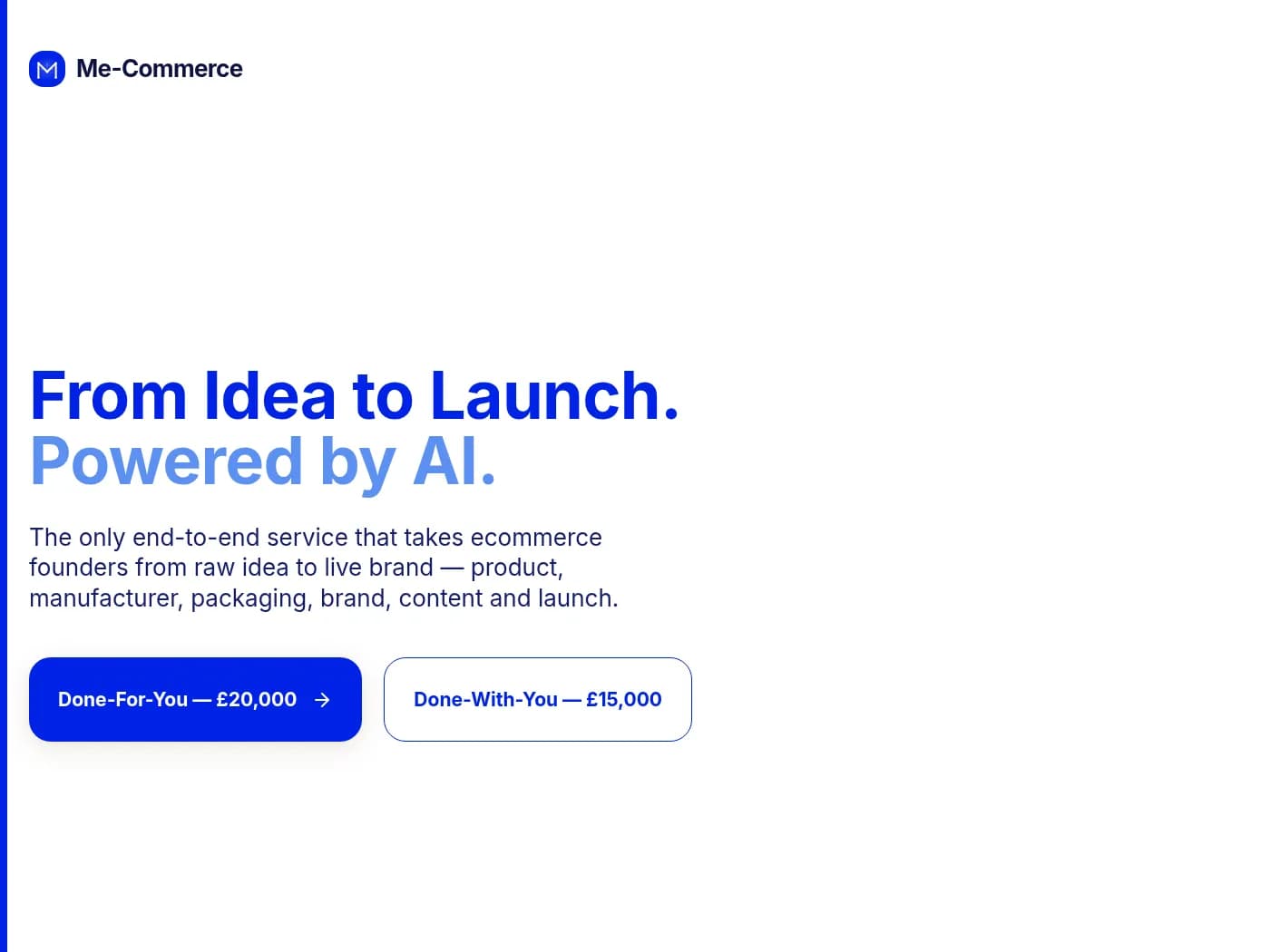 Me-Commerce Landing Page