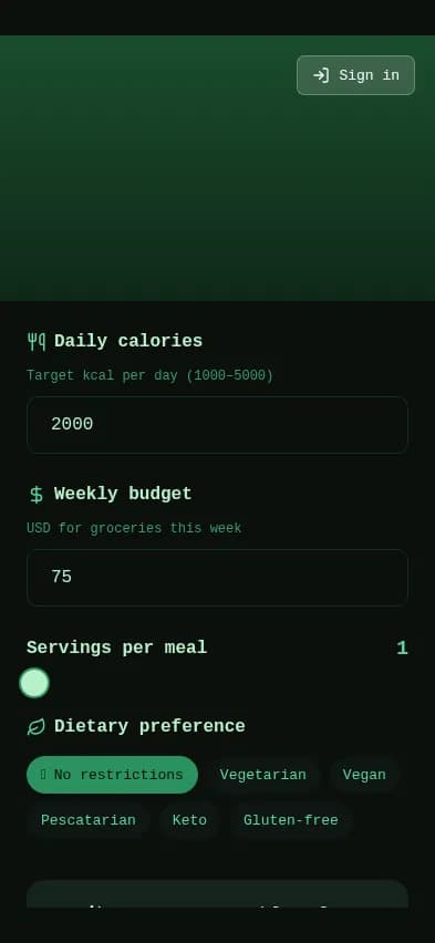 MealPlan Budgeter