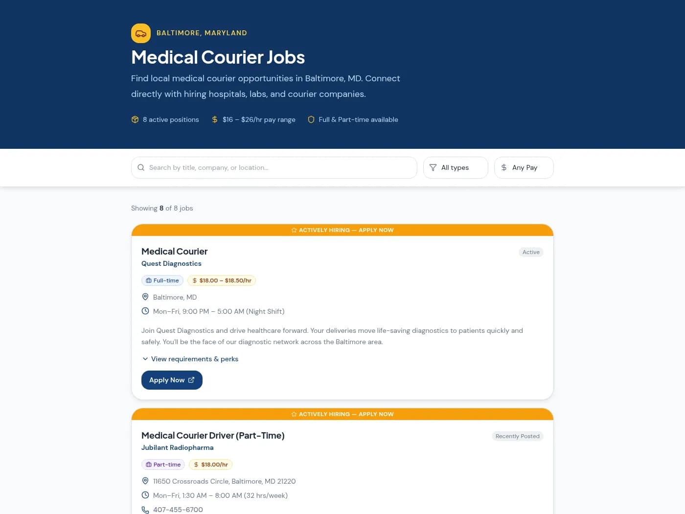 Baltimore Med Courier Finder