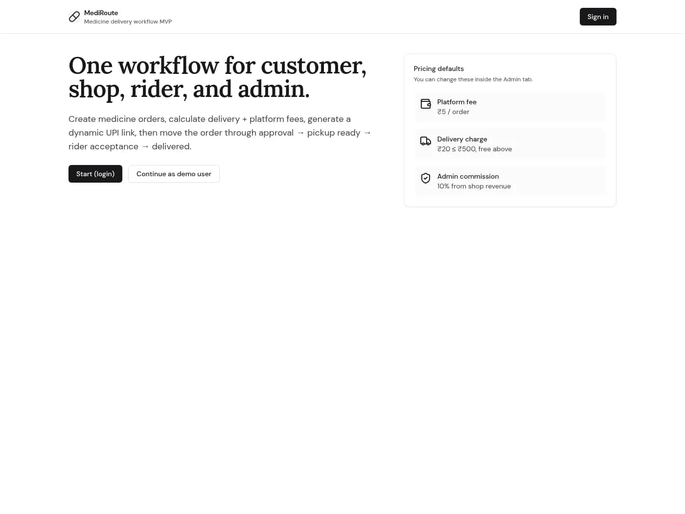 MediRoute Delivery Platform