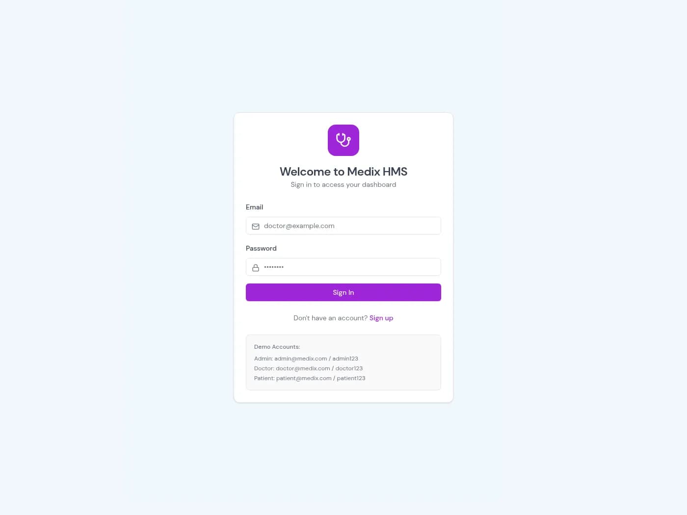 Medix HMS Web App