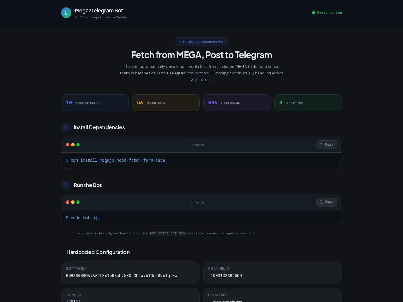 Mega2Telegram Bot