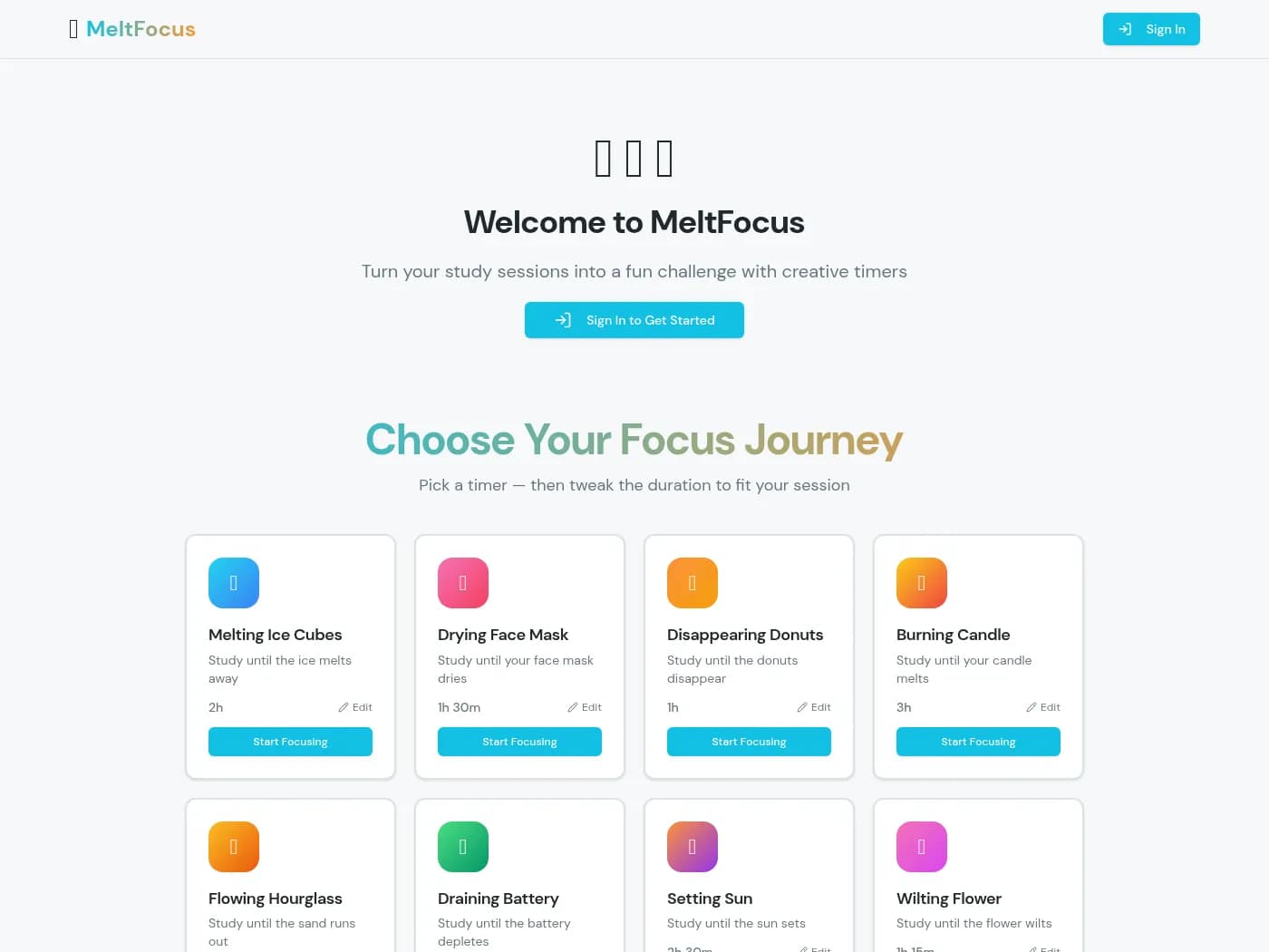 MeltFocus Study Timer
