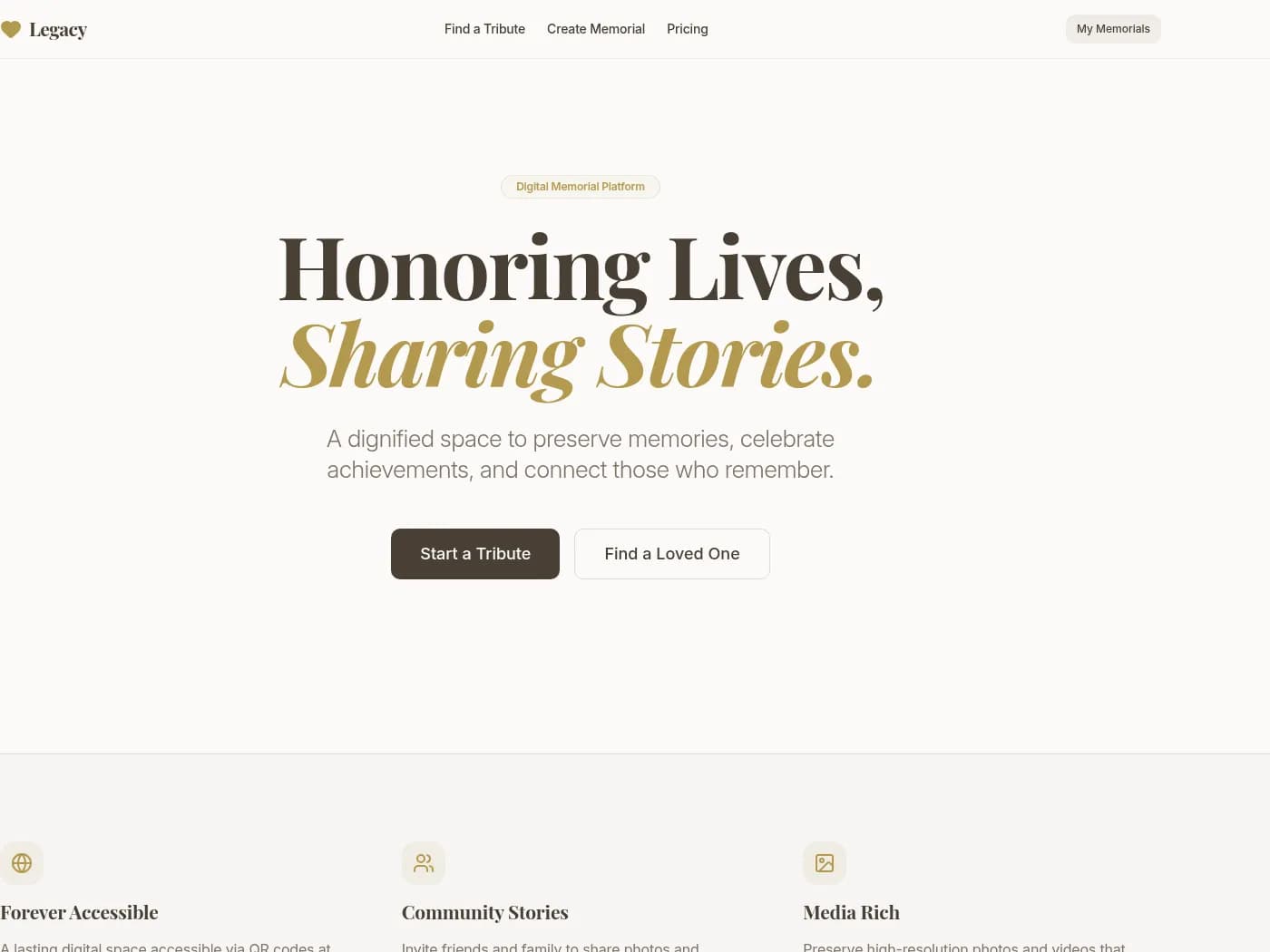 Legacy Tribute Platform