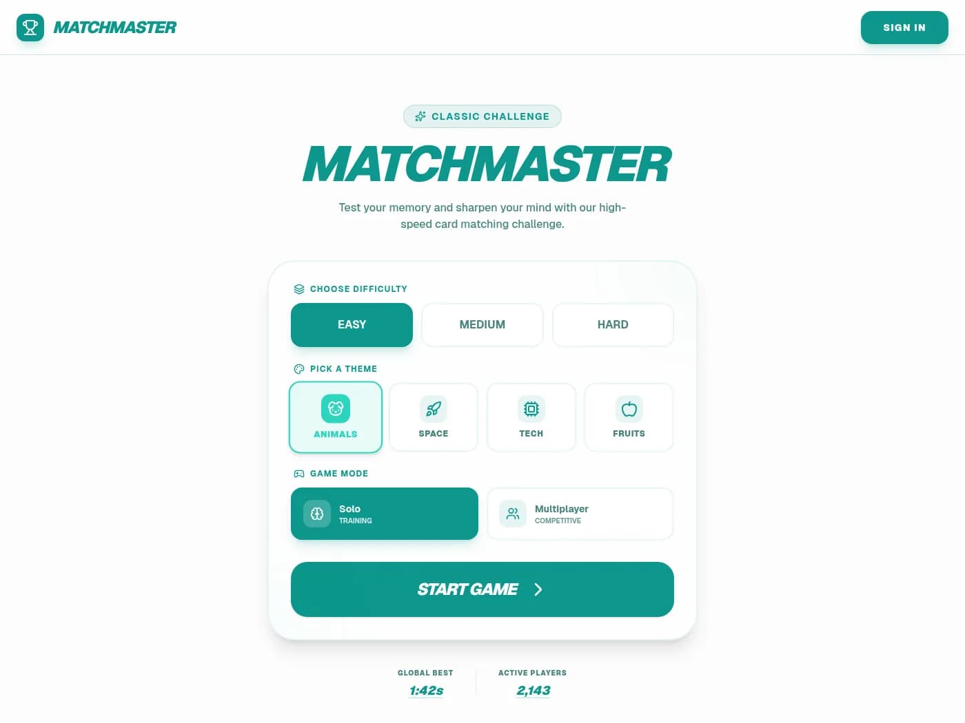 MatchMaster Game