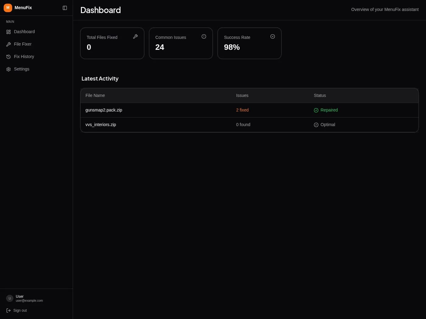 MenuFix Web Assistant