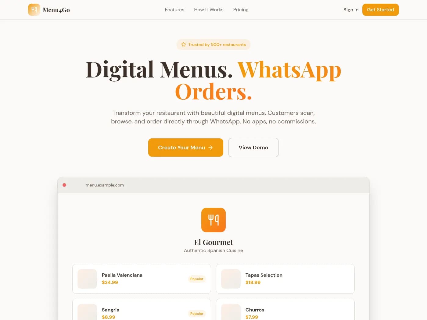 Menu4Go Digital Menu SaaS