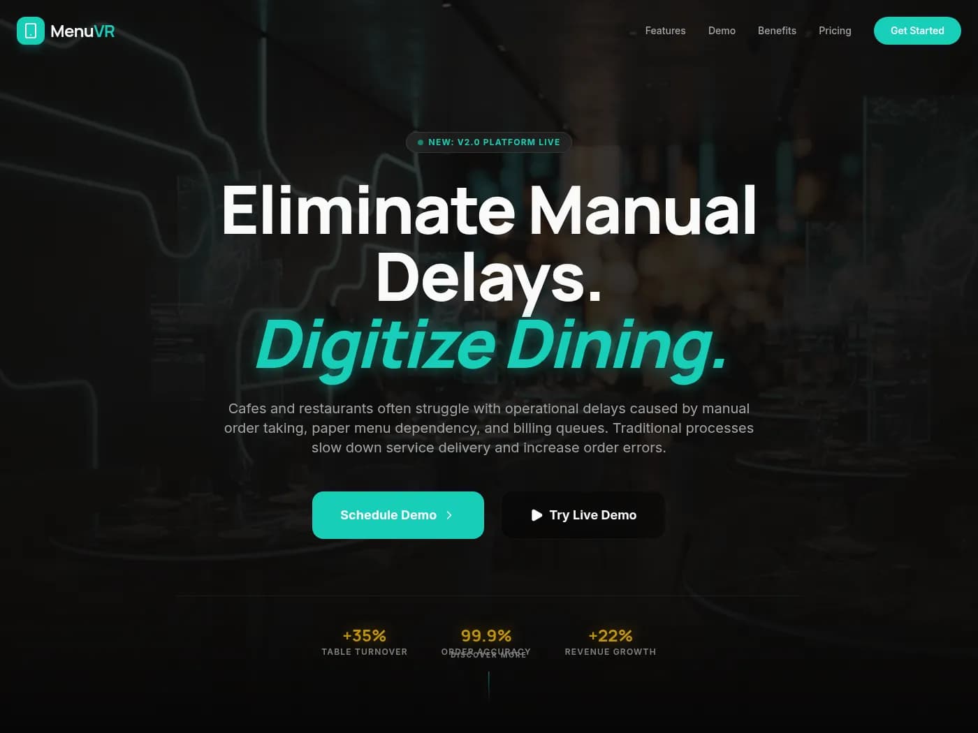 MenuVR Landing Page