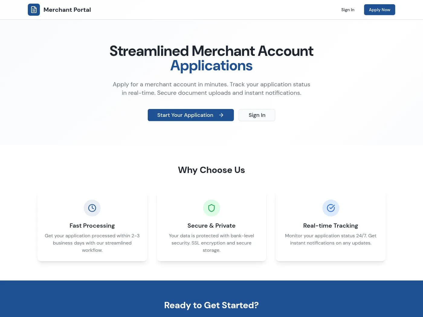 Merchant Account Portal