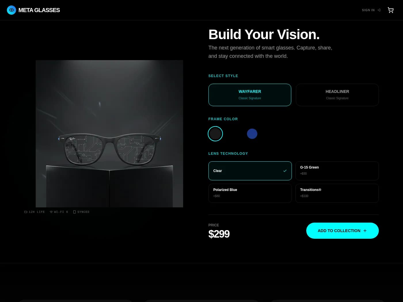 Meta Glasses Cart Widget