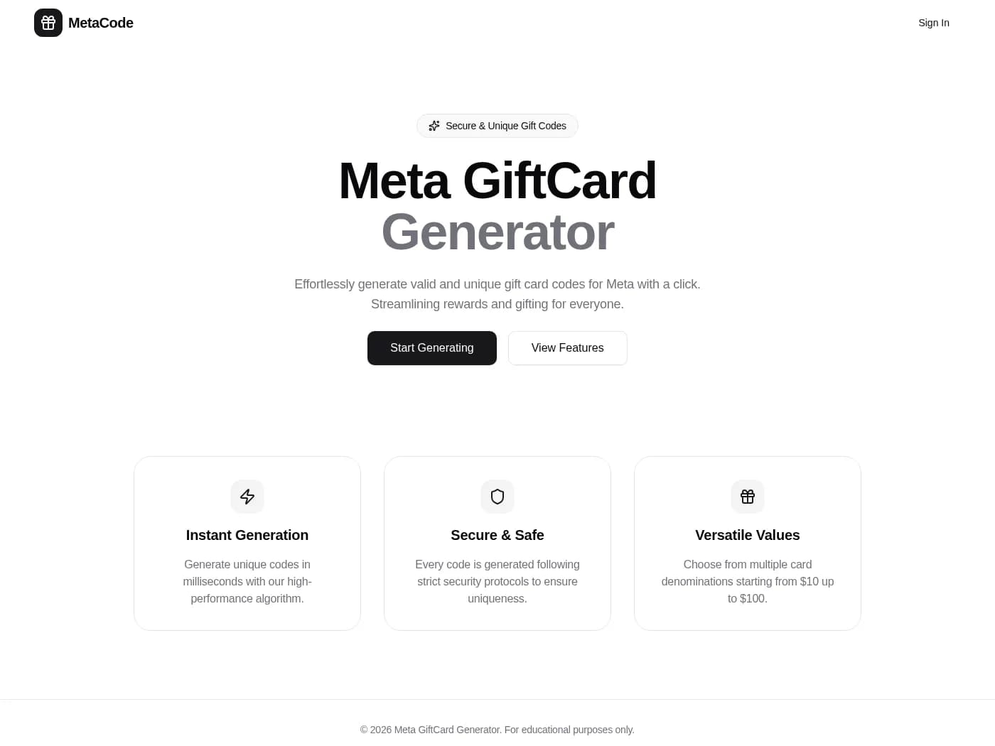 Meta GiftCard Generator