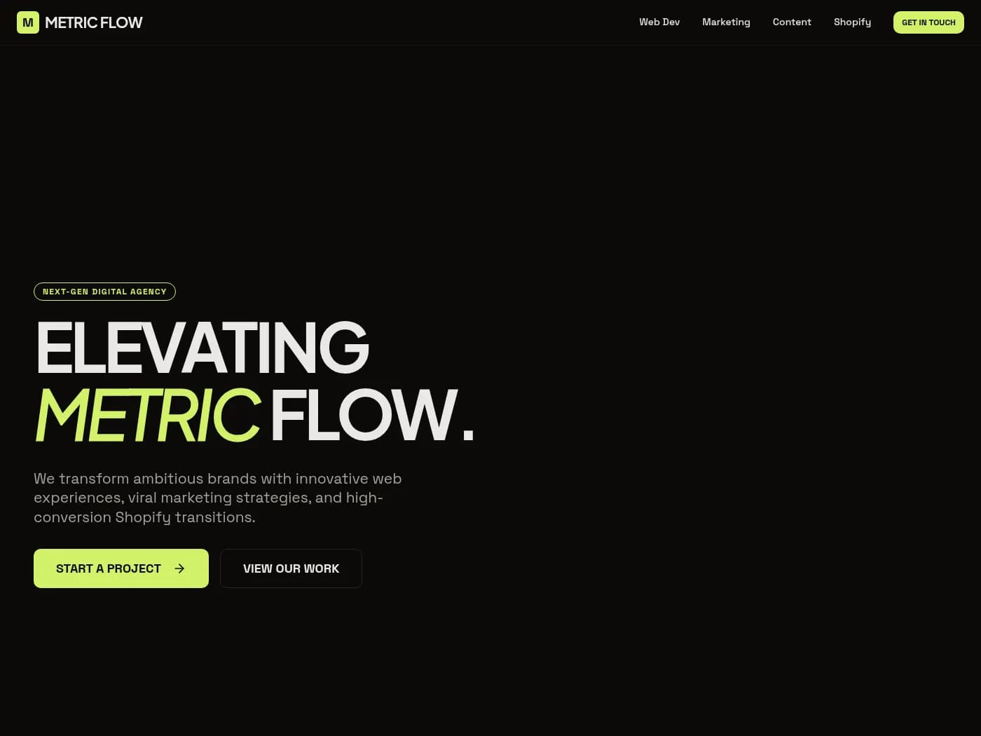 Metric Flow 3D Website