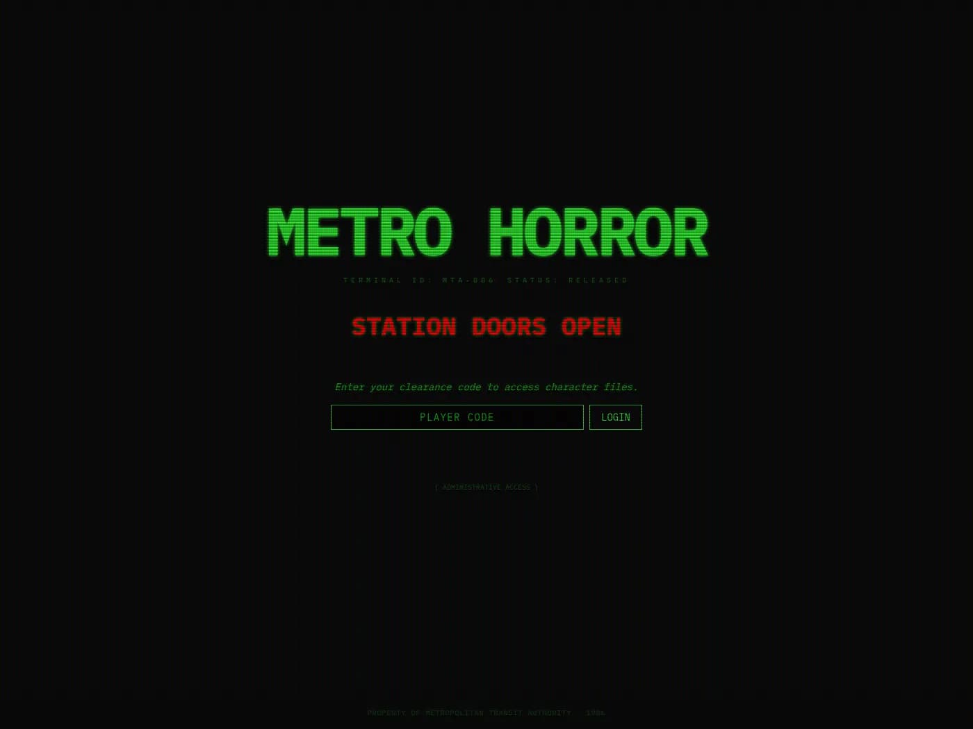 Metro Horror RPG Site