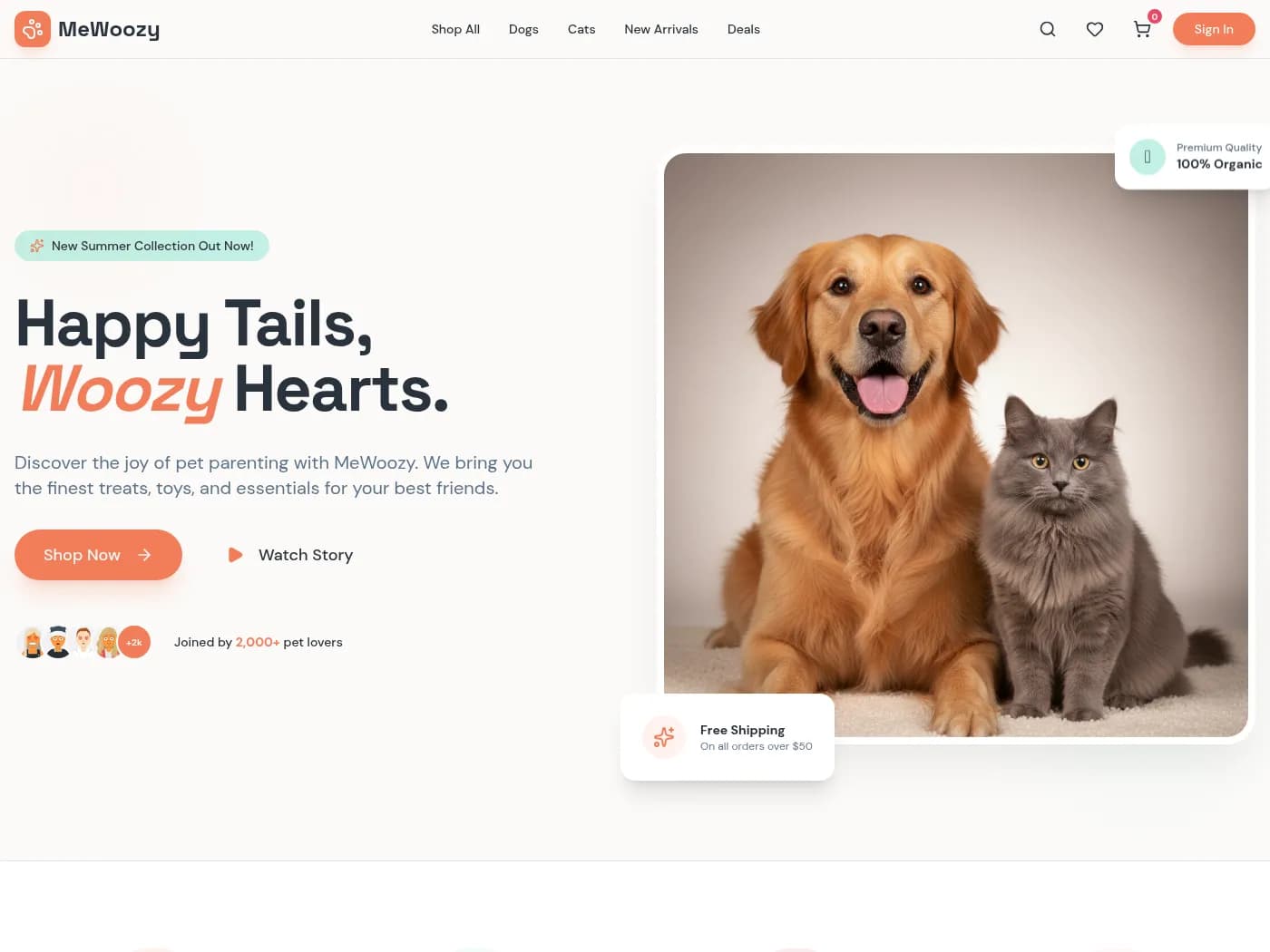 MeWoozy Pet Store Page