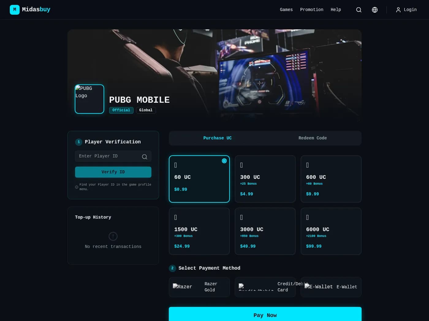 Midasbuy PUBG UC Clone