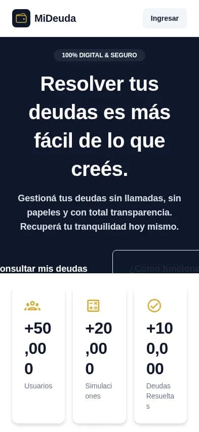 MiDeuda Minimal UI