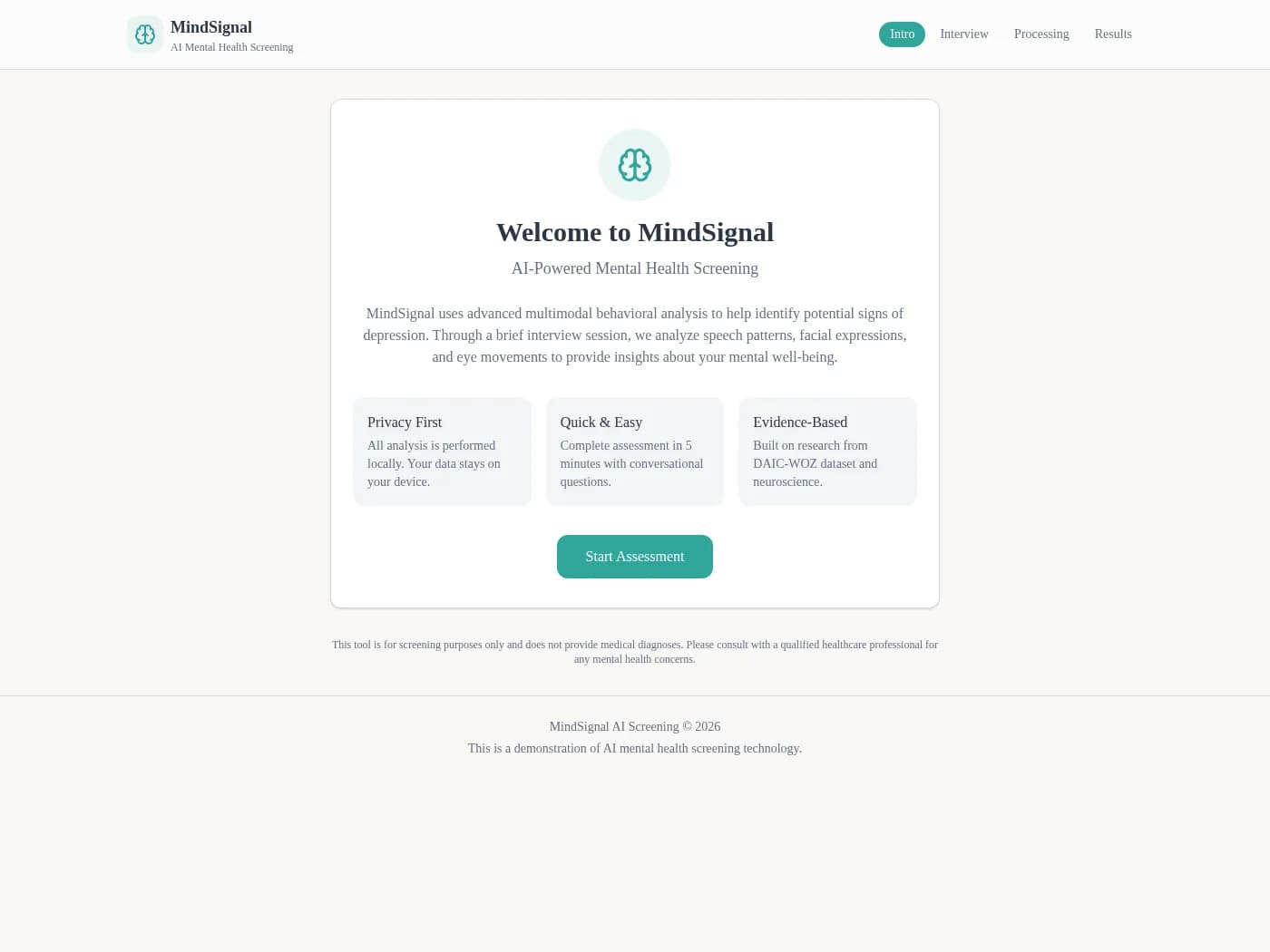 MindSignal AI Screening