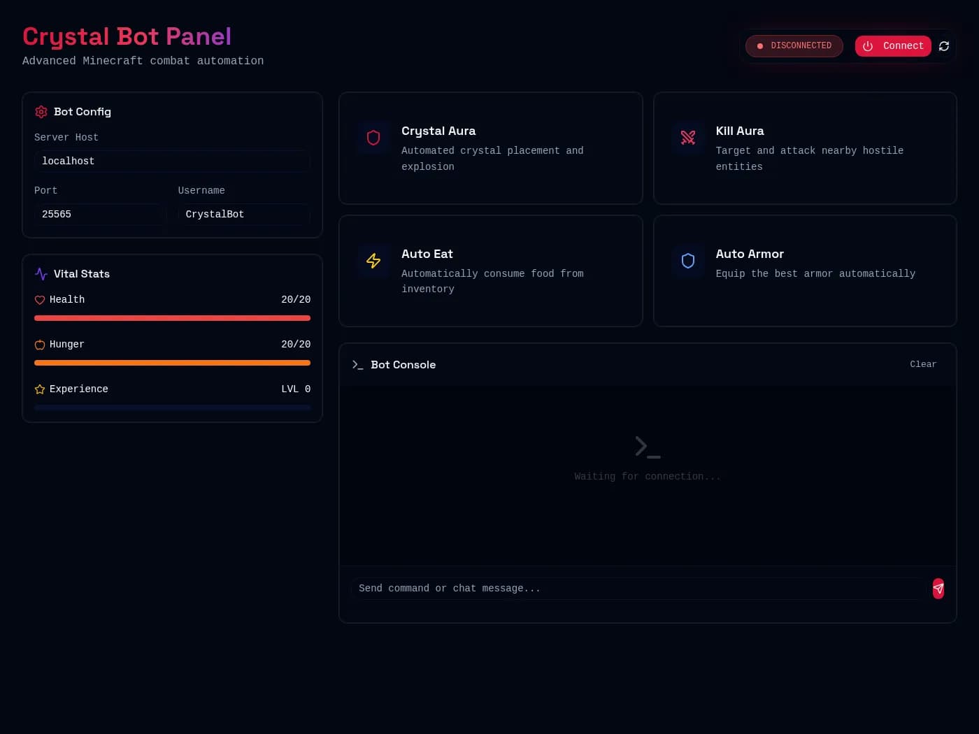 Crystal PVP Bot Panel