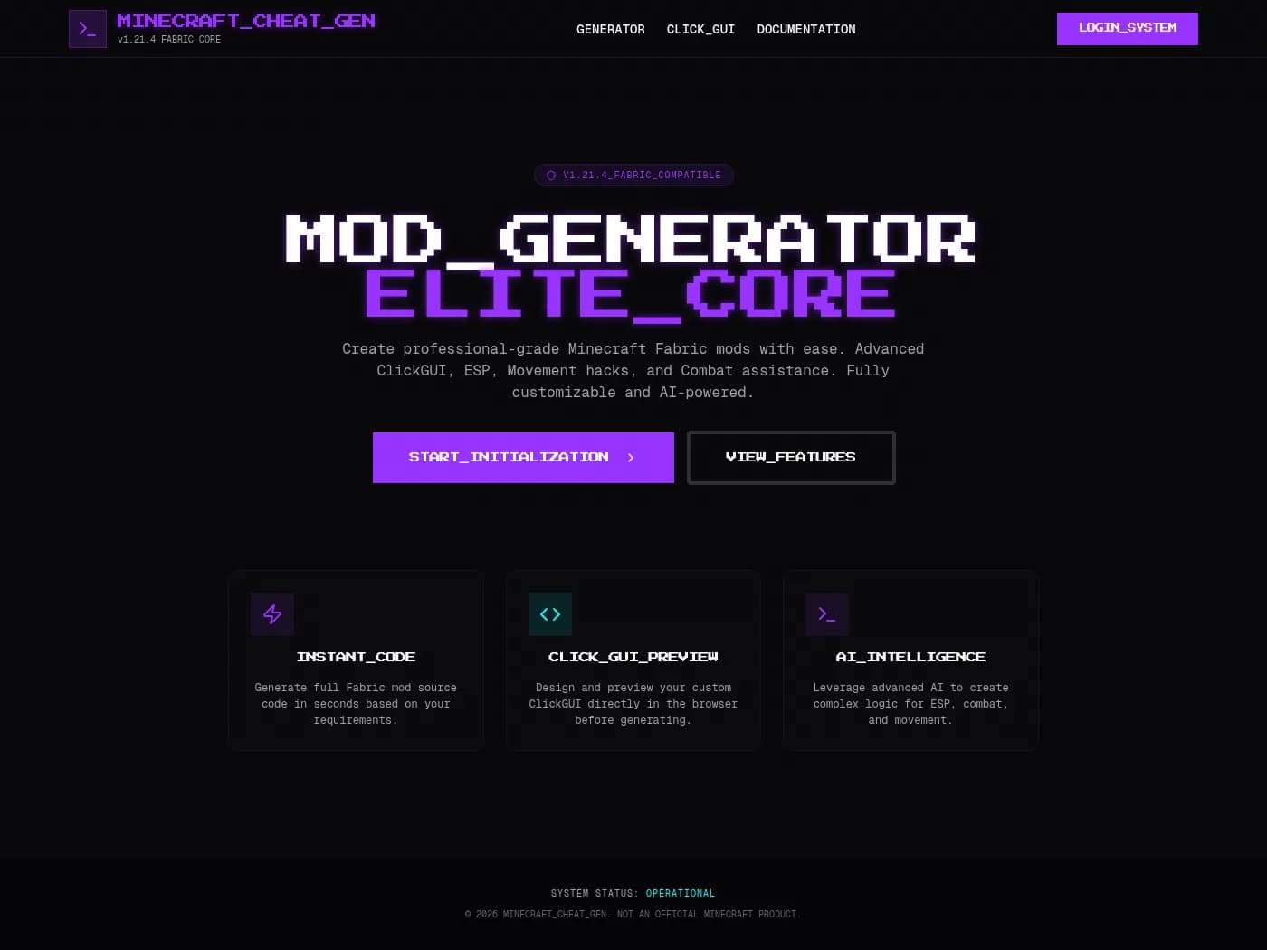 Minecraft Cheat Generator