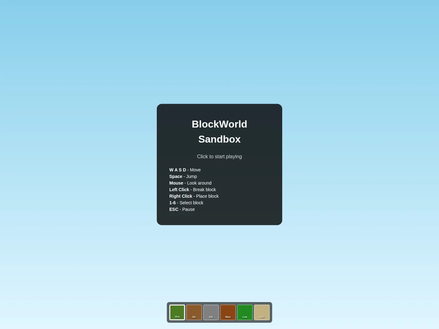 BlockWorld Sandbox