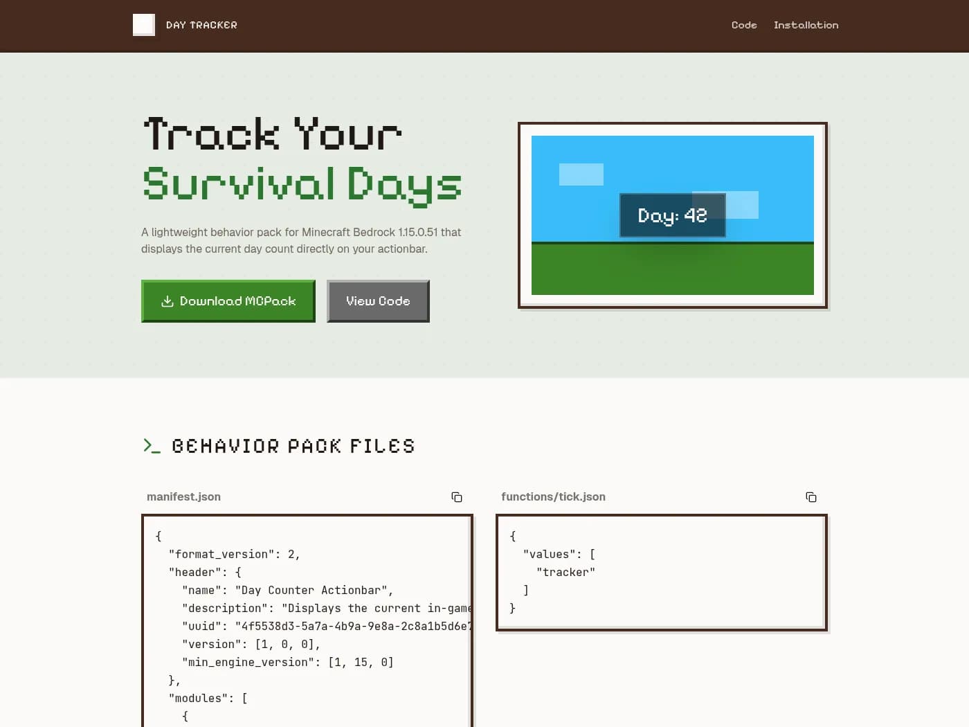 Minecraft Day Tracker