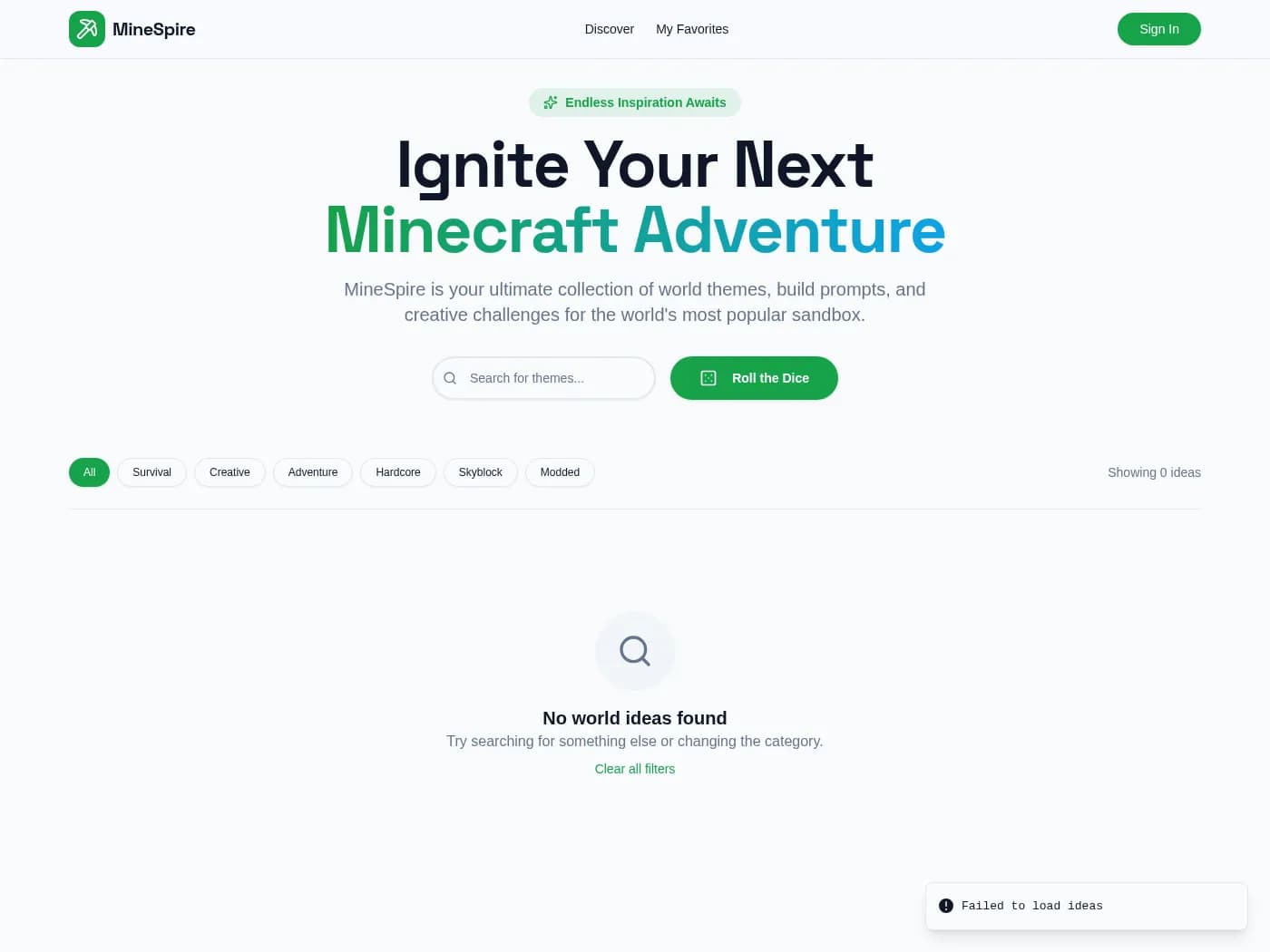 Minecraft World Idea App