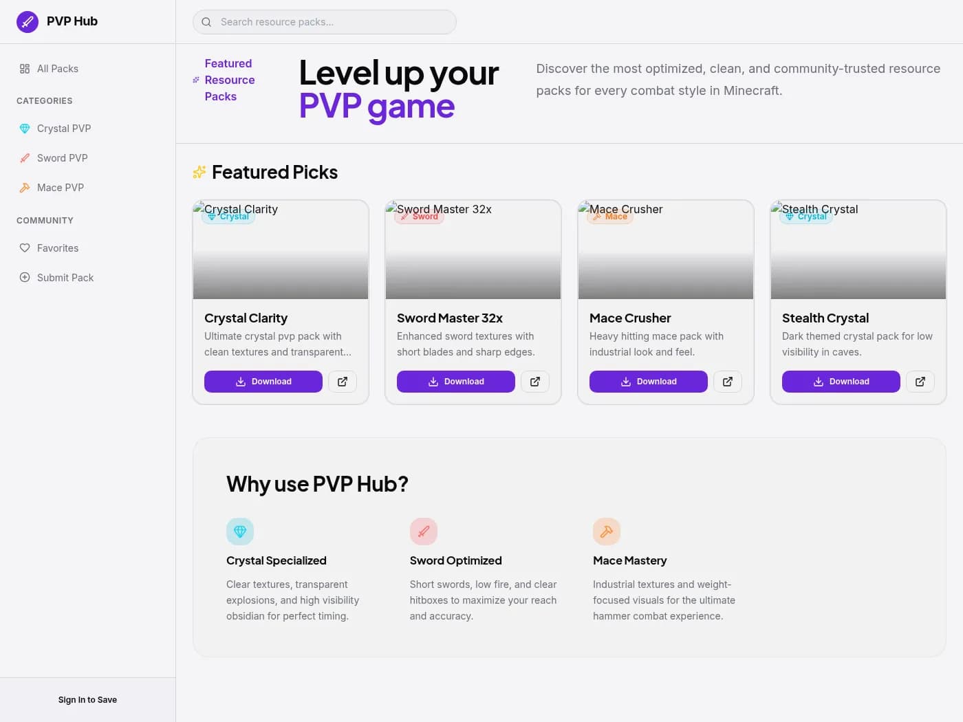 Minecraft PVP Resource Hub