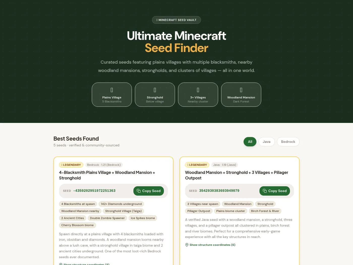 Ultimate Minecraft Seed Finder