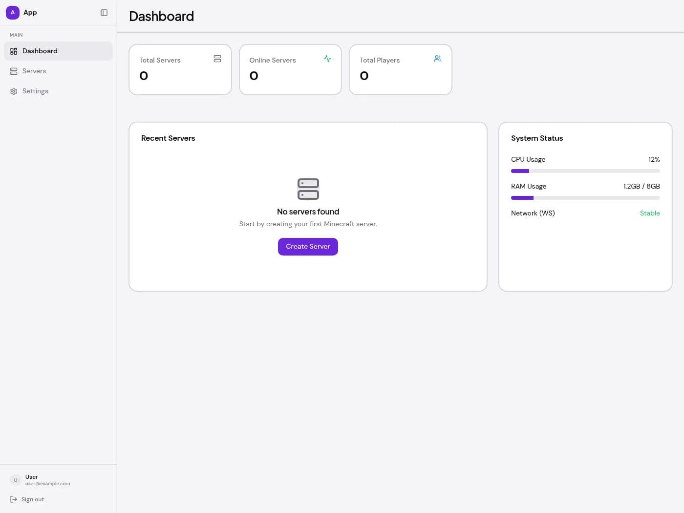 WebSocket Minecraft Hub