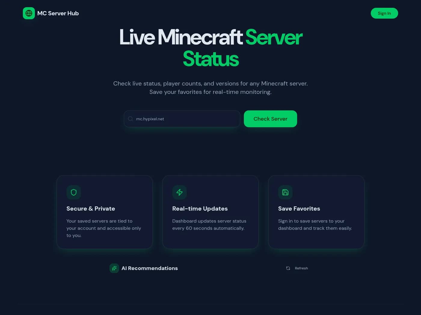 Minecraft Server Hub