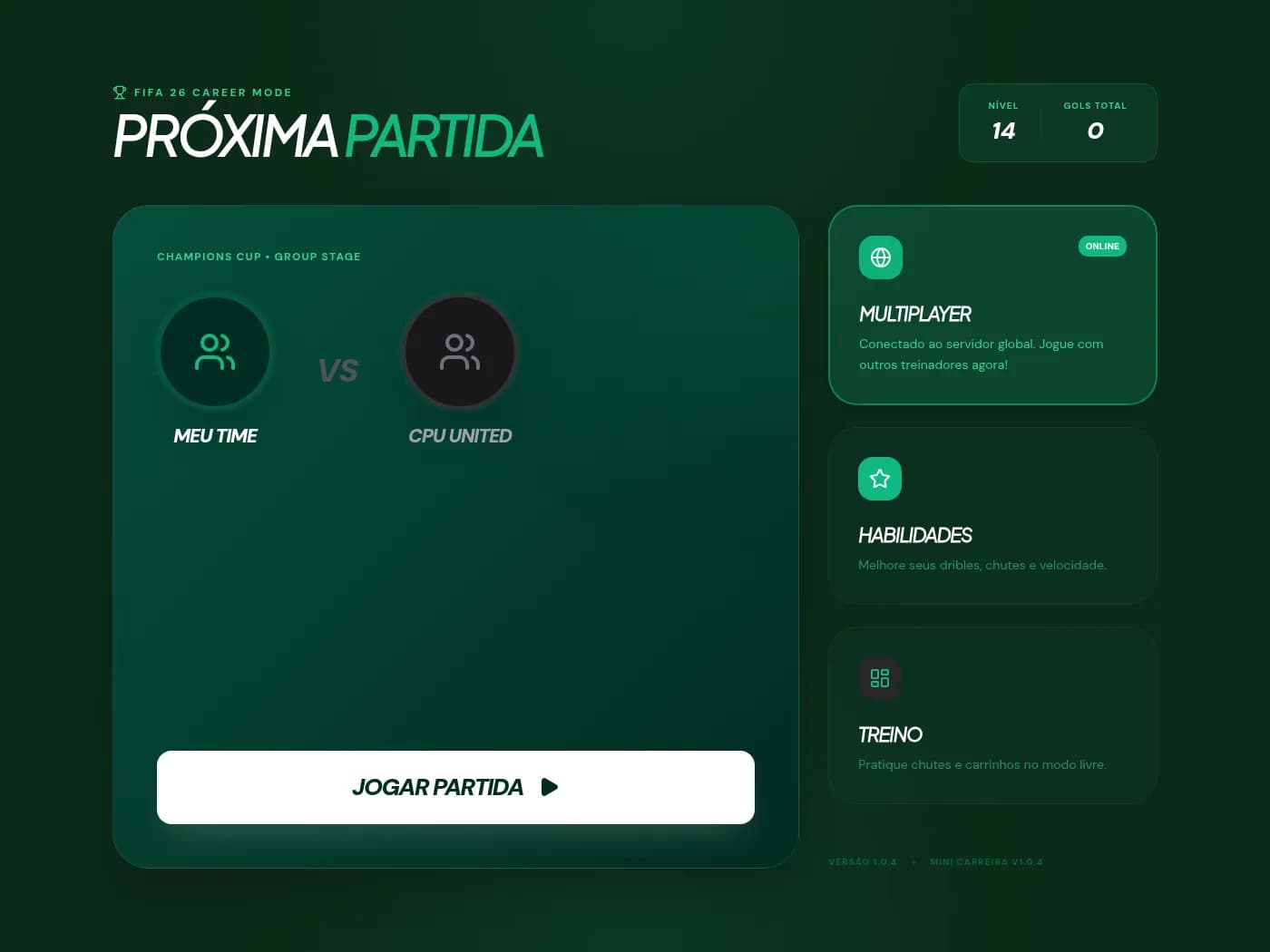 Mini Carreira Futebol