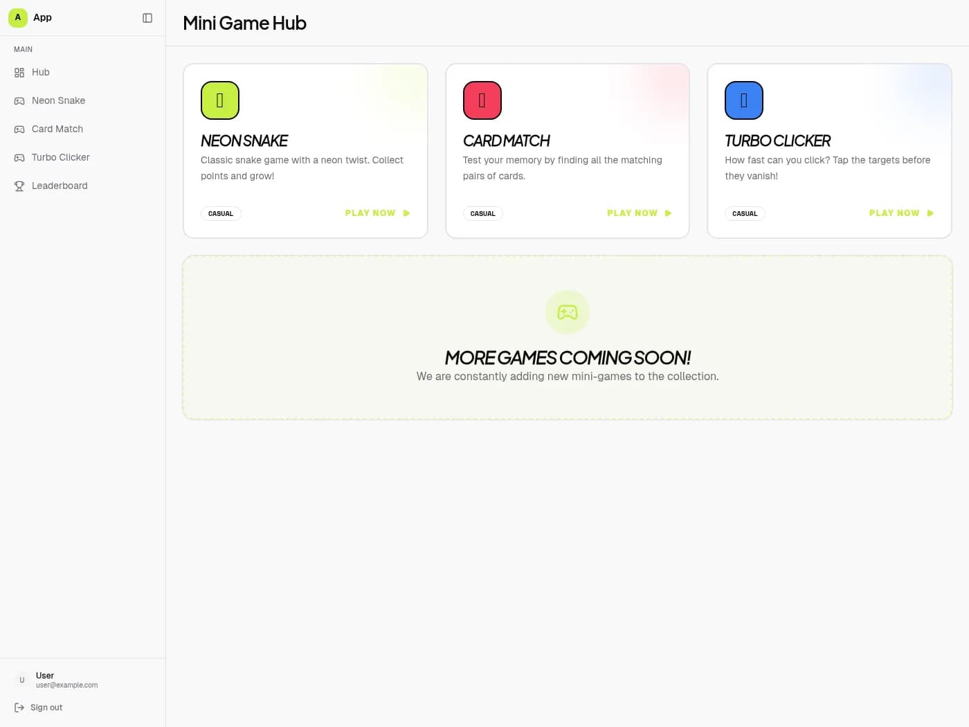 Mini Game Hub