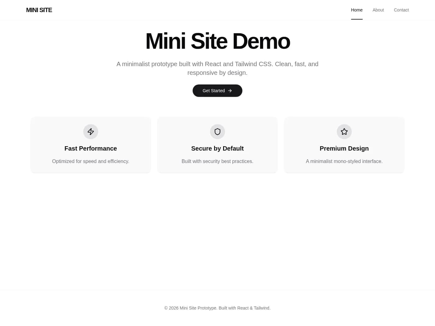 Mini Site Demo