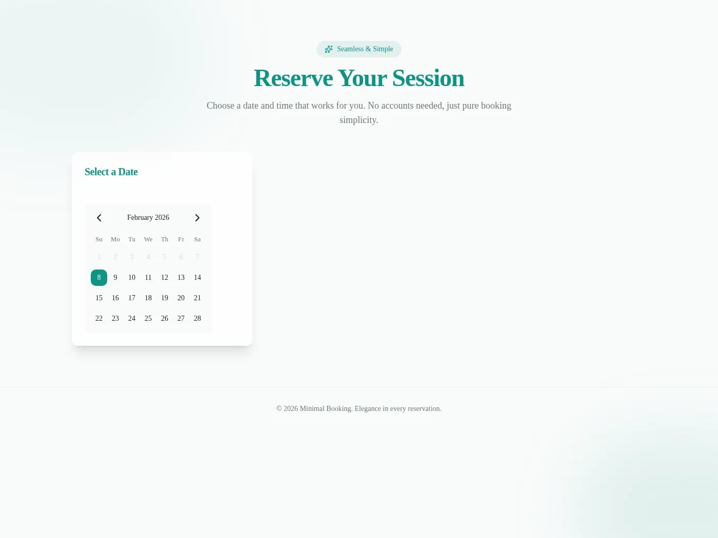 Minimalist Booking App