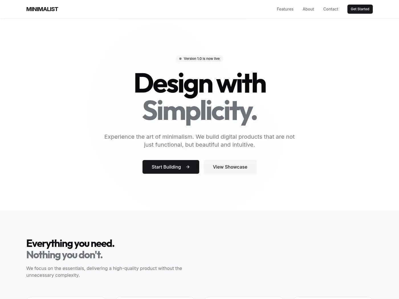 Minimalist Landing Page