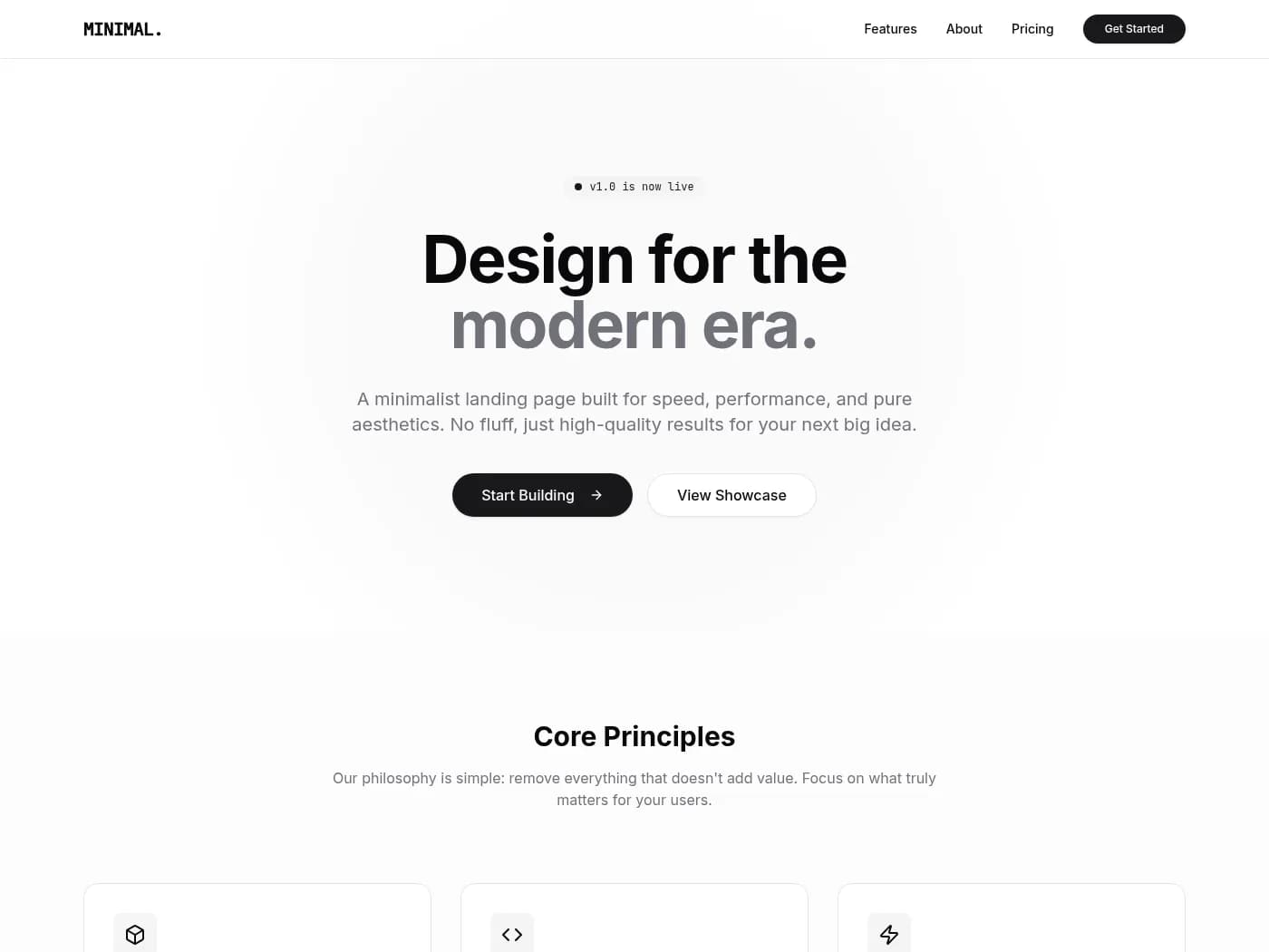 Minimal Landing Page