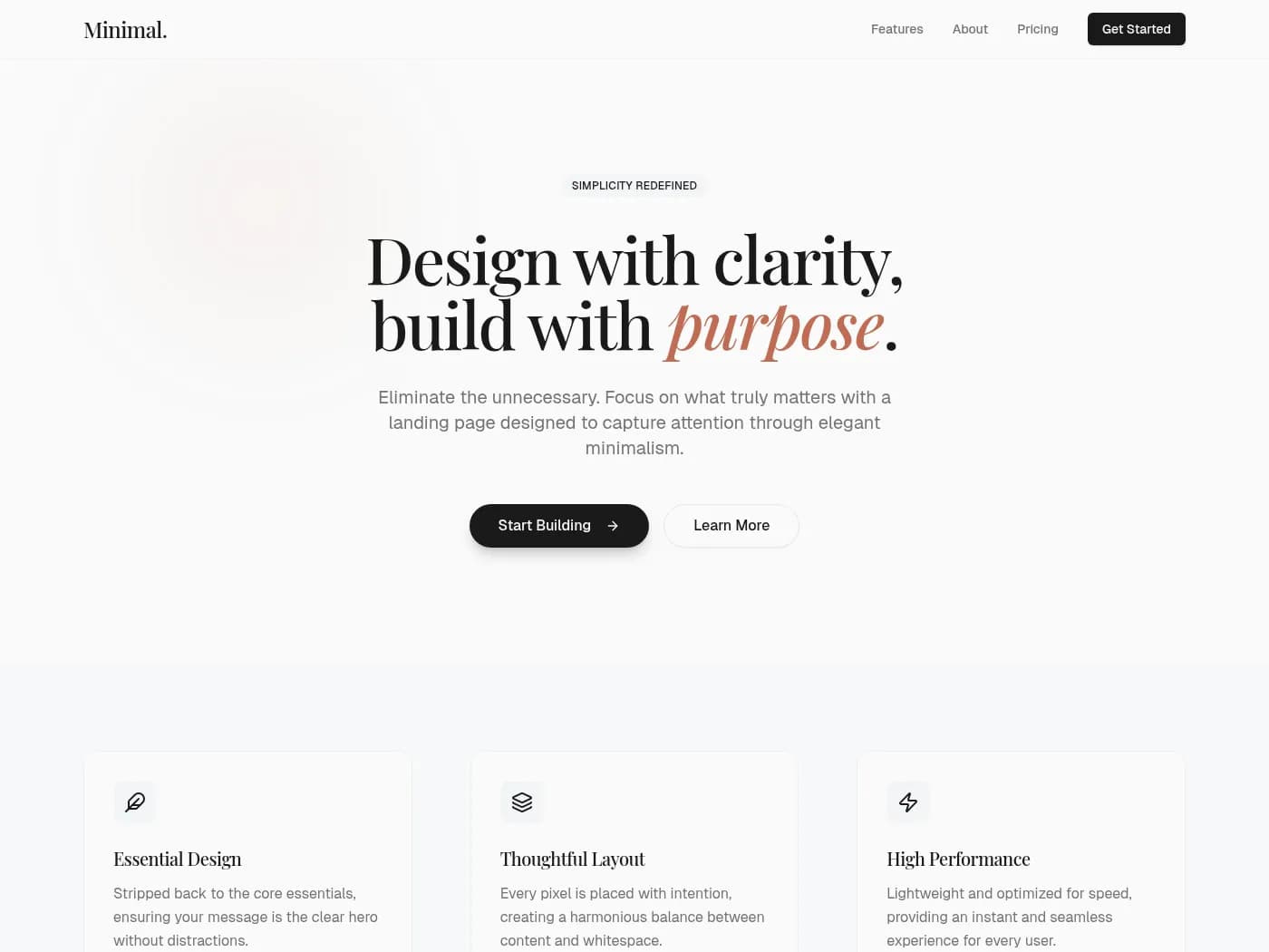 Minimal Landing Page