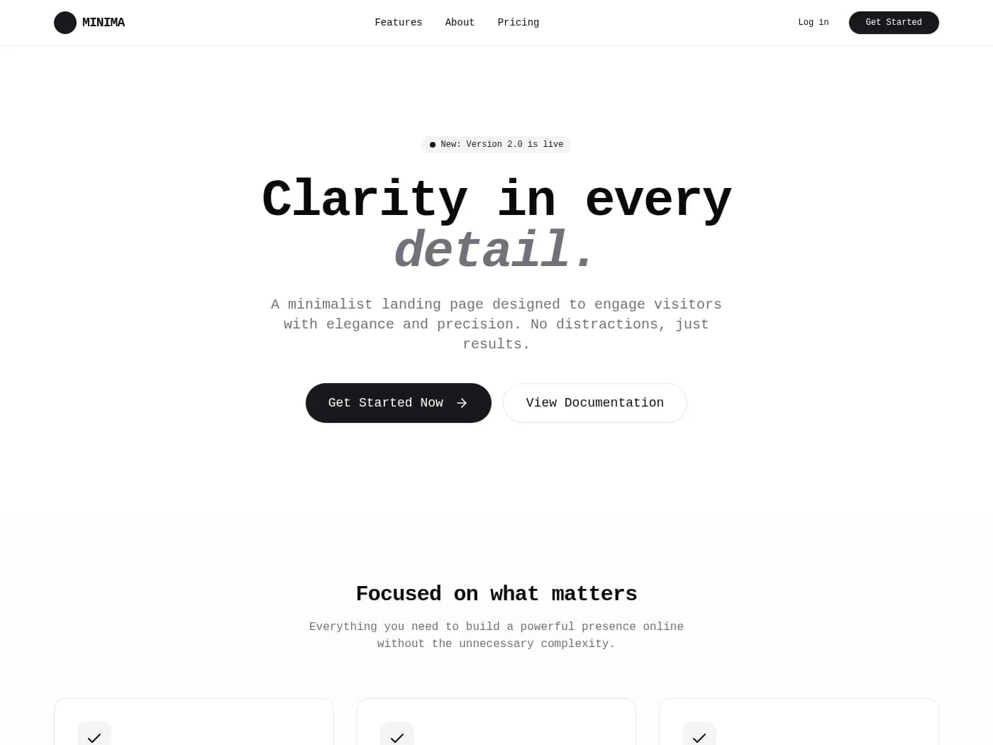 Minimalist Landing Page