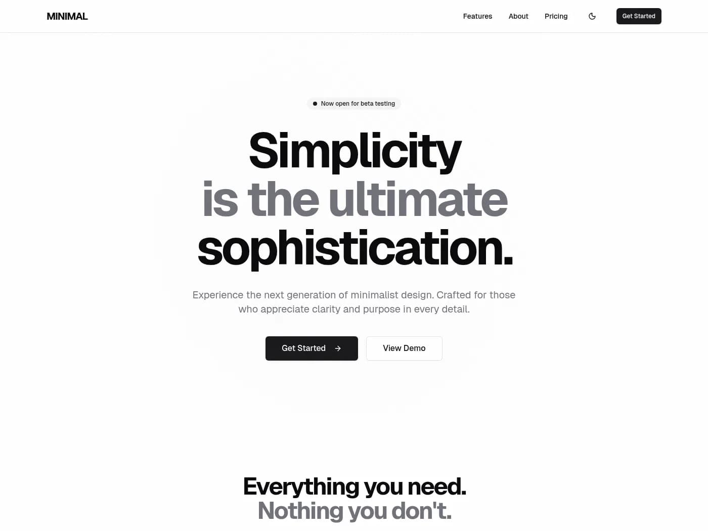 Minimal Landing Page