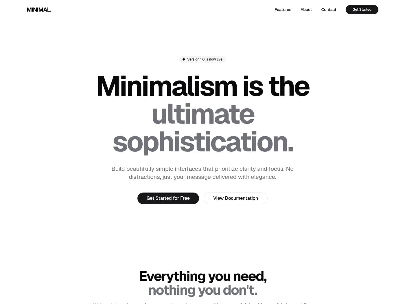 Minimalist Landing Page