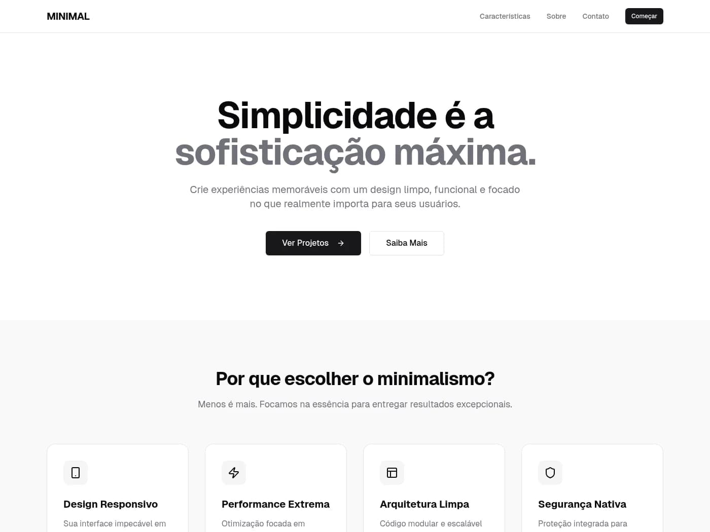 Minimalista Landing Page