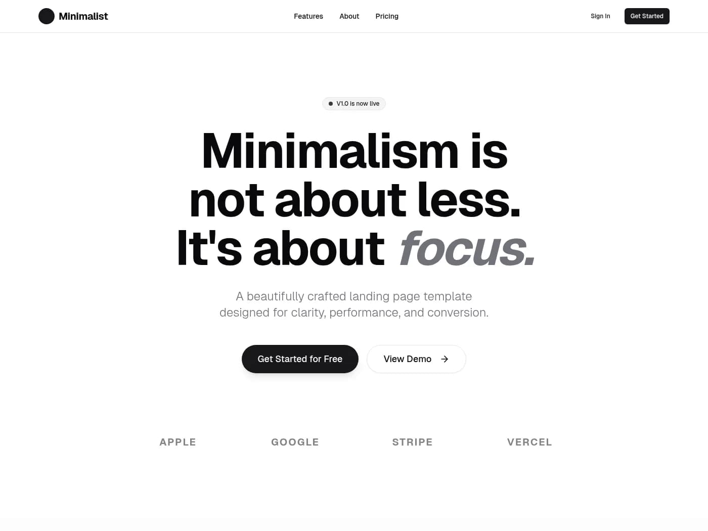 Minimalist Landing Page