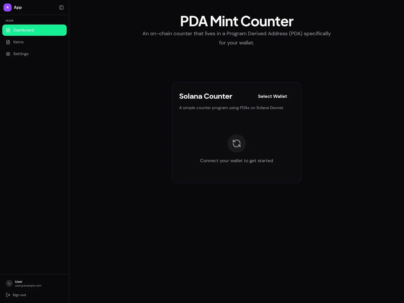 MintPDA Counter DApp