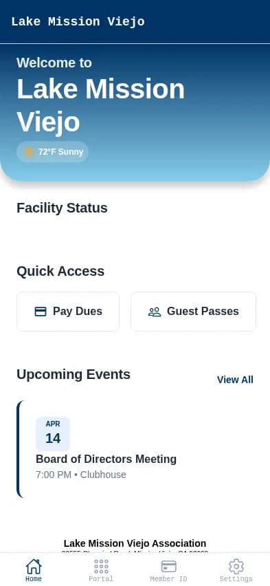 Lake Mission Viejo App