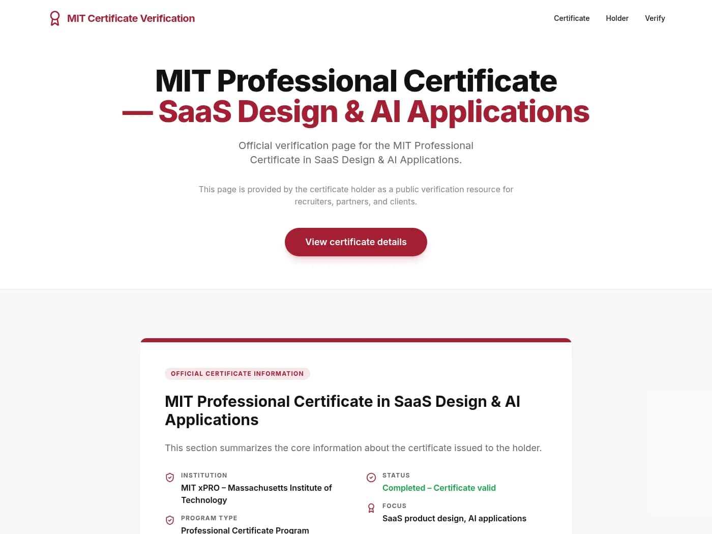 MIT Certificate Verifier