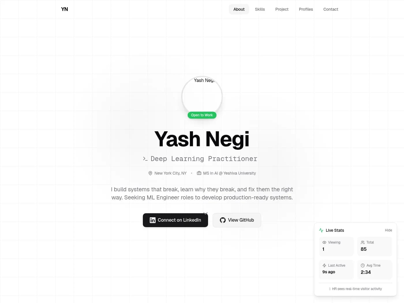 ML Engineer Interactive Page
