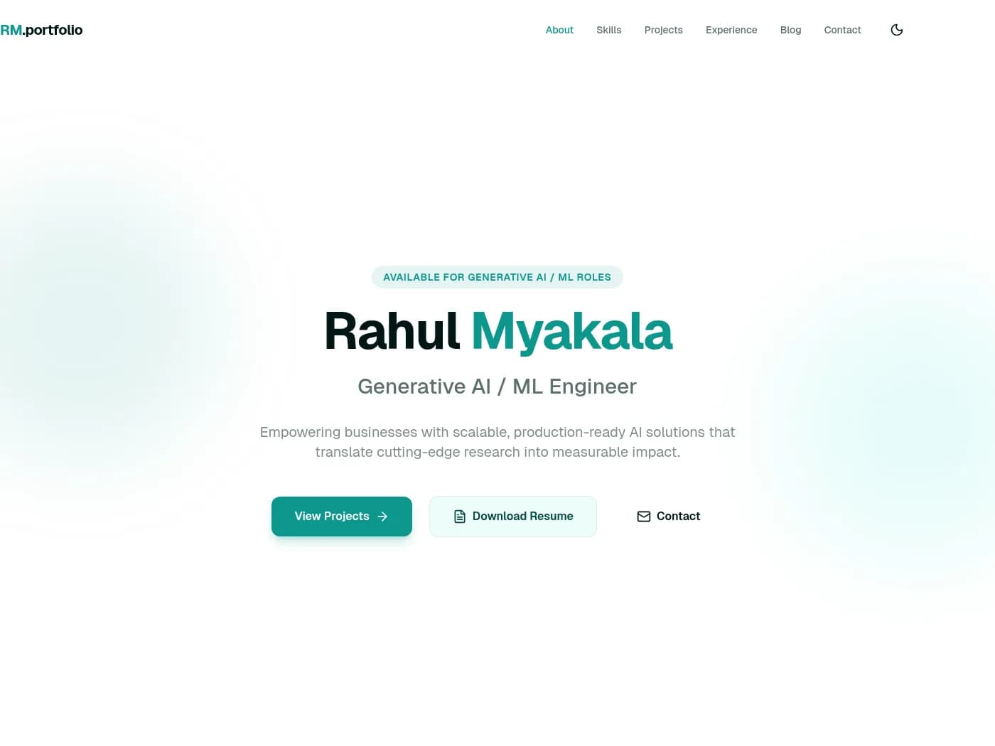 Rahul Myakala Portfolio