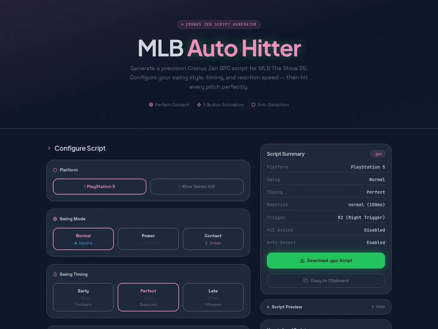 MLB Auto Hitter Script