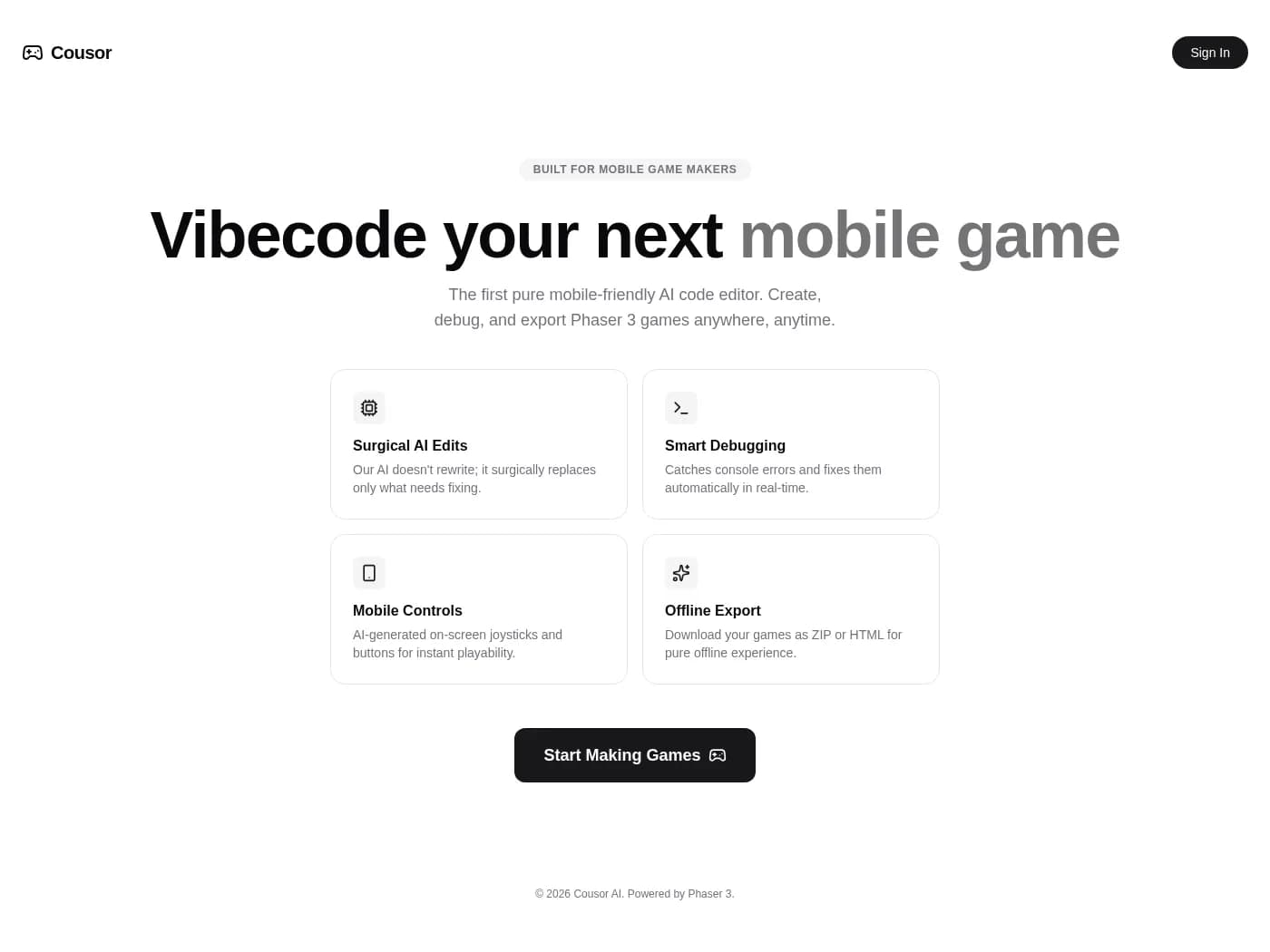 Cousor Mobile Game Maker